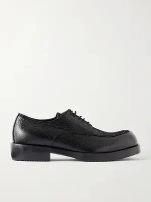 Dries Van Noten Textured Calf Leather Derby Shoes - Black