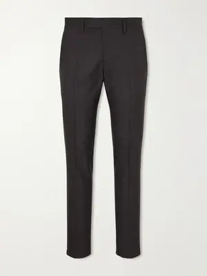 LARDINI Prince Of Wales Checked Straight-leg Wool Trousers - Brown