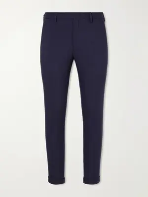 Paul Smith Tapered Wool Hopsack Suit Trousers - Blue
