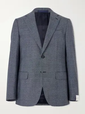 Caruso Prince Of Wales Wool Suit Jacket - Blue
