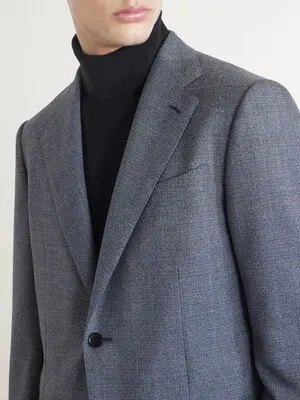 Caruso Prince Of Wales Wool Suit Jacket