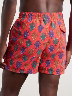 DRAKE'S Straight-leg Mid-length Printed Swim Shorts