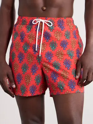 DRAKE'S Straight-leg Mid-length Printed Swim Shorts