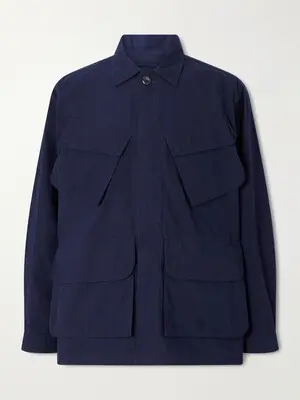 DRAKE'S Jungle Cotton-ripstop Overshirt - Blue