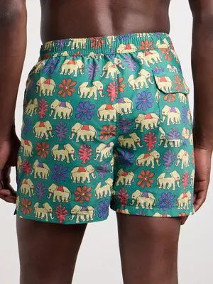 DRAKE'S Straight-leg Mid-length Printed Swim Shorts
