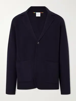 Paul Smith Knitted Merino Wool Blazer - Blue