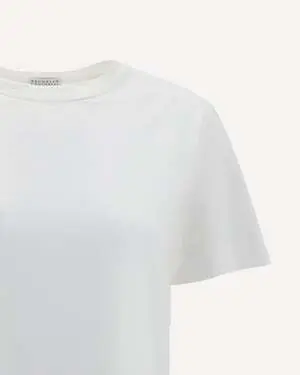 Brunello Cucinelli Cotton T-shirt With Jewel Detail - White