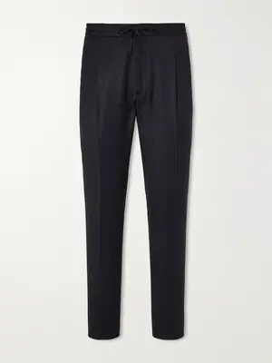 LARDINI Straight-leg Wool And Cashmere-blend Flannel Trousers - Black