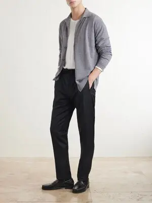 LARDINI Straight-leg Wool And Cashmere-blend Flannel Trousers
