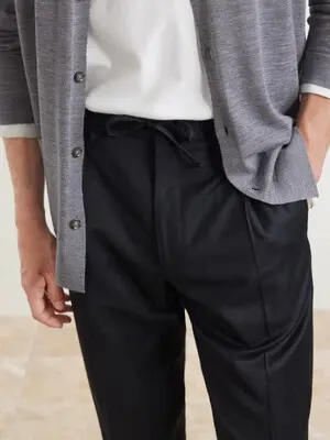 LARDINI Straight-leg Wool And Cashmere-blend Flannel Trousers