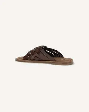 Miu Miu Woven Leather Flat Sandals - Brown