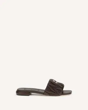 Miu Miu Matelassé Nappa Leather Slides - Brown