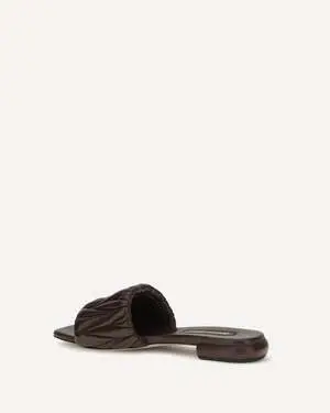 Miu Miu Matelassé Nappa Leather Slides - Brown