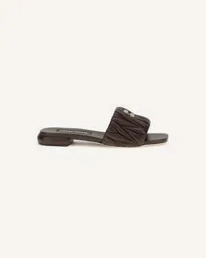 Miu Miu Matelassé Nappa Leather Slides - Brown