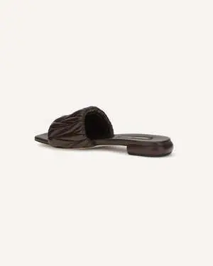 Miu Miu Matelassé Nappa Leather Slides - Brown