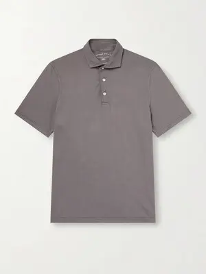 Fedeli Cotton-jersey Polo Shirt - Brown