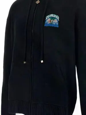 Casablanca Logo-patch Zip-up Hoodie - Black