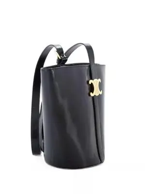 Celine Triomphe Shiny Calfskin Bucket Bag - Black