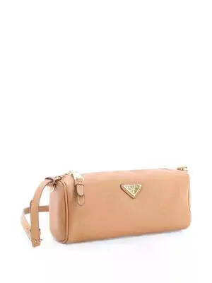 Prada Zip Buckle Pouch Leather Shoulder Bag - Brown