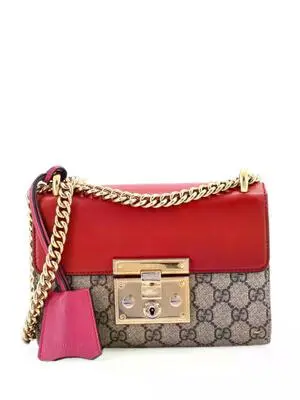 Gucci Padlock Gg Coated Canvas And Leather Small Crossbody Bag - Red