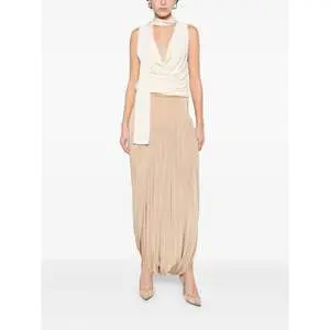 FERRAGAMO Asymmetric Draped Maxi Skirt - Cream