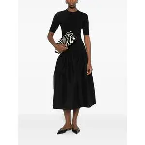 TOTEME Short Sleeve Gathered Detail Round Neck Zip Fastening Dress