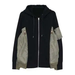 Sacai Zip-up Bomber Jacket With Ribbed Details - Blue