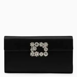 ROGER VIVIER Embellished Satin Clutch Bag - Black