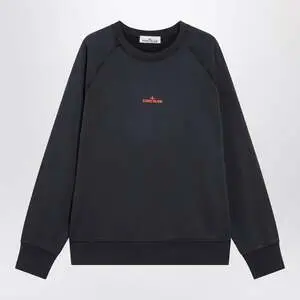Stone Island Stone Island Navy Blue Cotton Sweatshirt With Logo Prints Men Blue