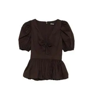ROTATE BY BIRGER CHRISTENSEN Puff Sleeve Top - Brown