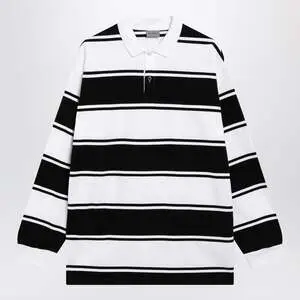 Balenciaga Black/white Striped Cotton Polo Shirt - Multicolor