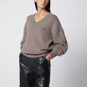 ROTATE BY BIRGER CHRISTENSEN Wool And Cashmere V-neck Sweater - Gray