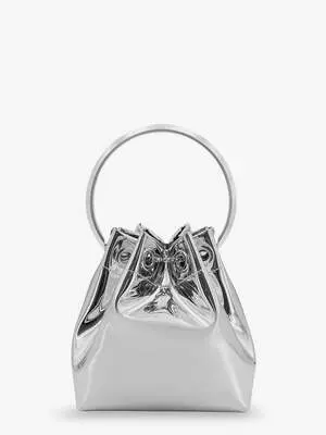 JIMMY CHOO Bonbon Bucket Bag In Mirrored Fabric - Silver