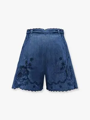 Zimmermann Aster Embroidered Denim Shorts