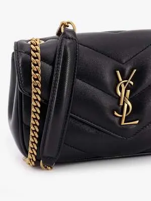 Saint Laurent Loulou Mini Leather Crossbody Bag With Chevron Stitching - Multicolor