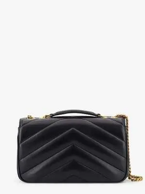 Saint Laurent Loulou Leather Shoulder Bag With Metal Cassandre Logo - Multicolor