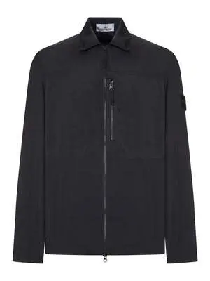 Stone Island Nylon Overshirt With Badge - Black