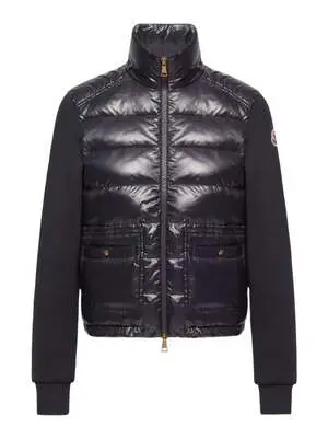 Moncler Cotton Blend Zip-up Sweatshirt With Nylon Front