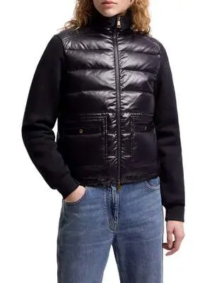 Moncler Cotton Blend Zip-up Sweatshirt With Nylon Front