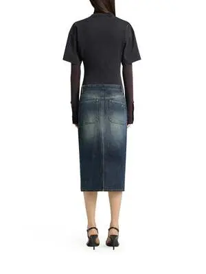 COURREGES Waisted Printed T-shirt - Black