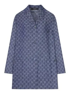Gucci Gg Jacquard Cotton Denim Jacket - Blue
