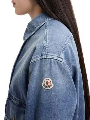 Moncler Teddy Trim Denim Shirt - Blue