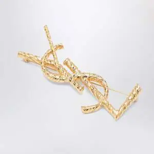 Saint Laurent Cassandre Brooch In Gold-tone Metal
