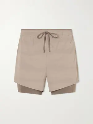 On 2-in-1 Layered Recycled-shell Shorts - Brown