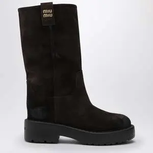 Miu Miu Suede Leather Boots - Brown