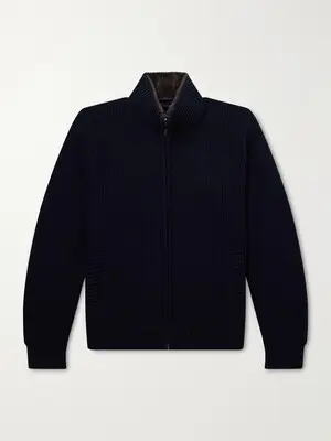 Herno Wool Zip-up Cardigan - Blue