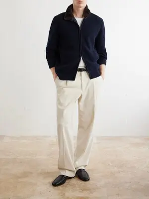 Herno Wool Zip-up Cardigan With High Collar