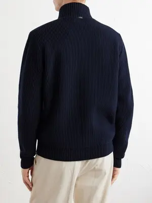 Herno Wool Zip-up Cardigan With High Collar