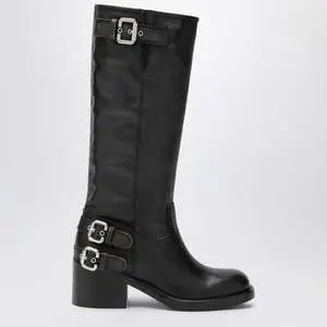 Chloé Dakota Knee-high Biker Boots In Leather - Black