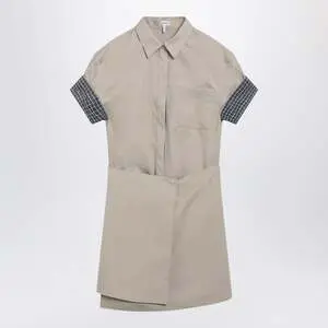 Loewe Short Cotton And Silk Gabardine Wrap Dress - Cream